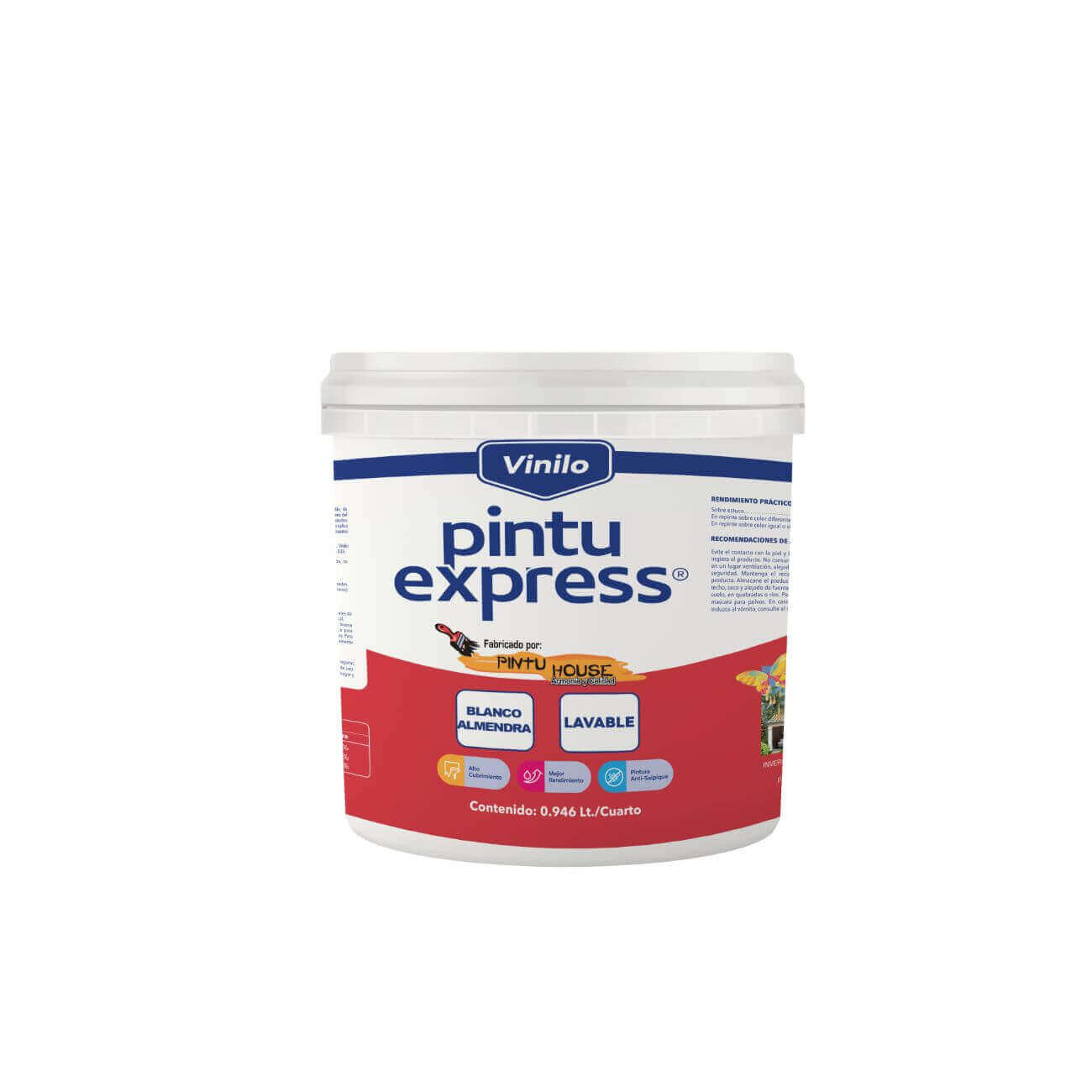 Vinilo Tipo 1 Lavable Blanco Almendra 1/4 - Tul