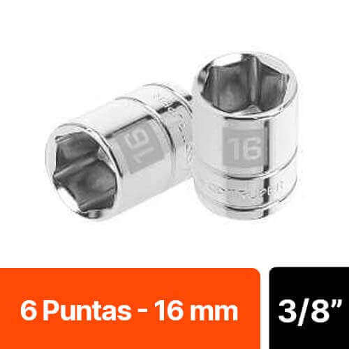 Dado de 16 mm Cuadro de 3/8" 6 Puntas - Tul